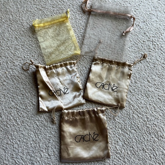 Cache | Bags | 5 Cache Tan Gold Satin Jewelry Travel Pouch Bag Storage ...